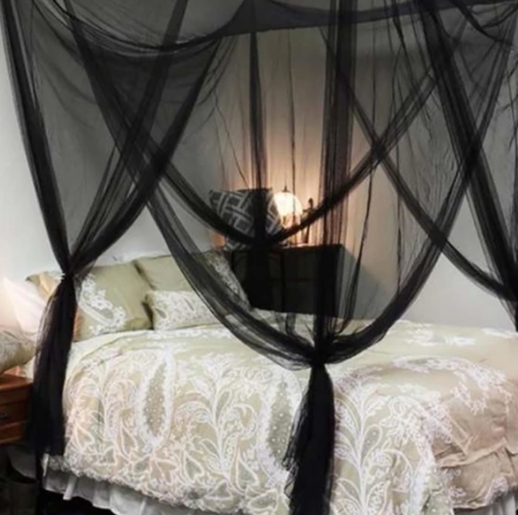 Boutique | Bedding | Black Sheer Net Any Bed Sz King Queen Twin Mesh ...